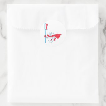 Cute Smiling Superhero Tooth With Toothbrush Classic Round Sticker | Zazzle