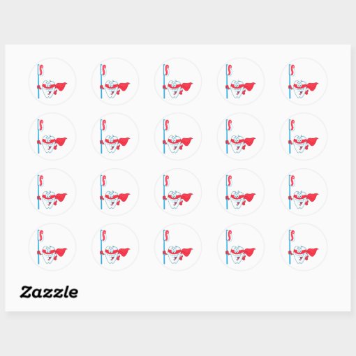 Cute Smiling Superhero Tooth With Toothbrush Classic Round Sticker | Zazzle