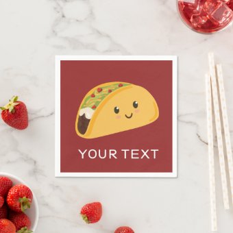 Cute Smiling Taco Party Napkin | Zazzle