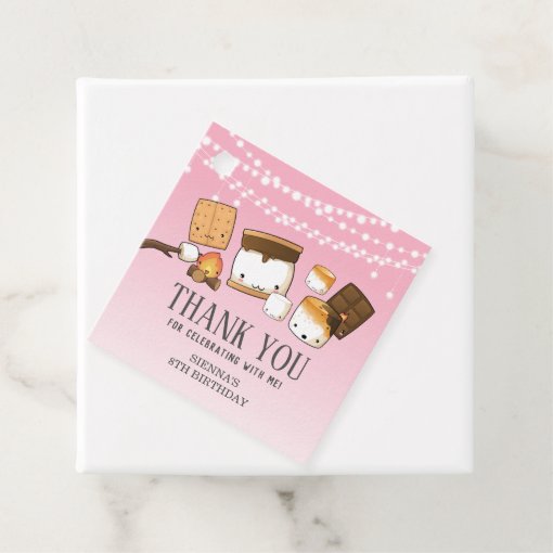 Cute S'mores Smore Birthday Party Thank You Pink Favor Tags | Zazzle