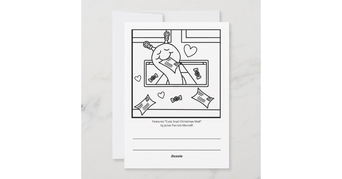 Cute Snail Christmas Mail Coloring Holiday Card | Zazzle