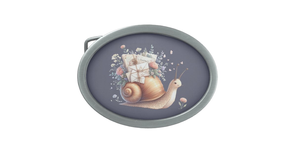Cute Snail Mail Floral Pastel Illustration Belt Buckle | Zazzle