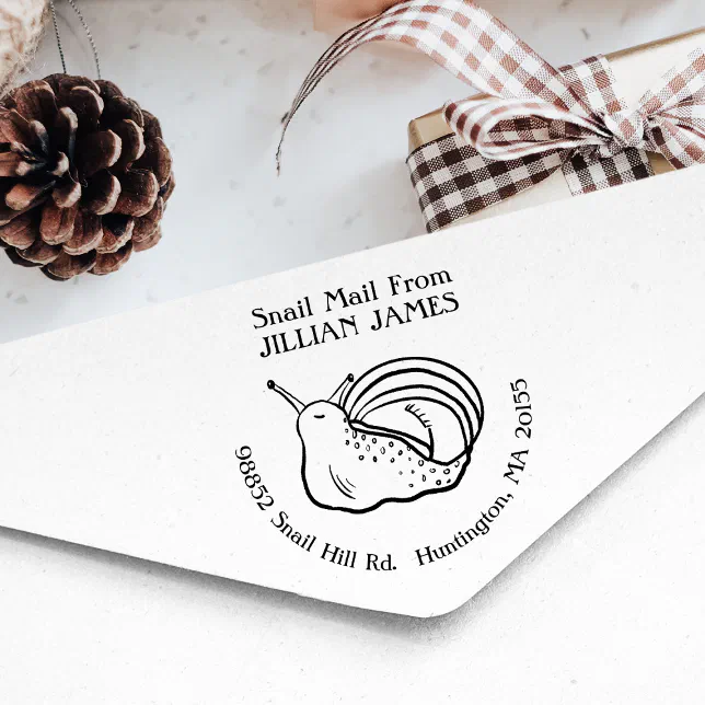 Cute Snail Mail Return Address Rubber Stamp | Zazzle