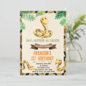 Cute snake reptile birthday party invitation | Zazzle