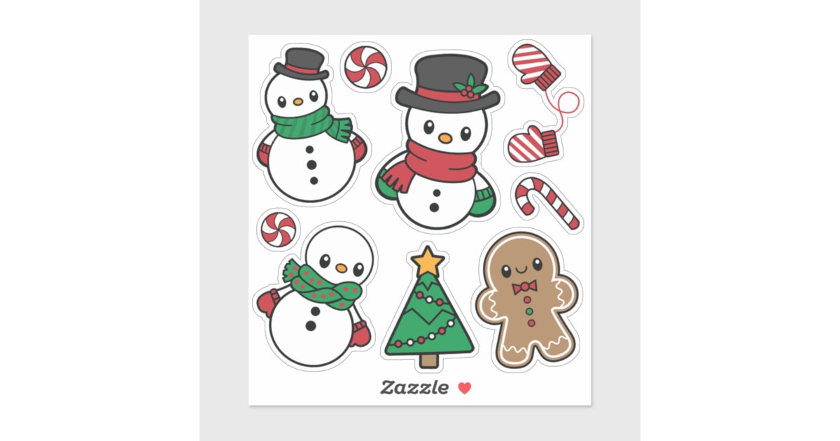 Cute Snow Pals Vinyl Sticker | Zazzle