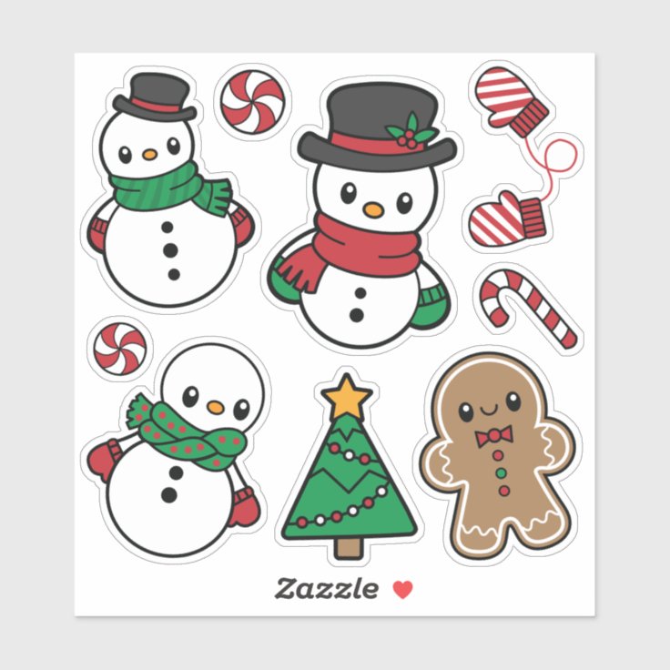 Cute Snow Pals Vinyl Sticker | Zazzle