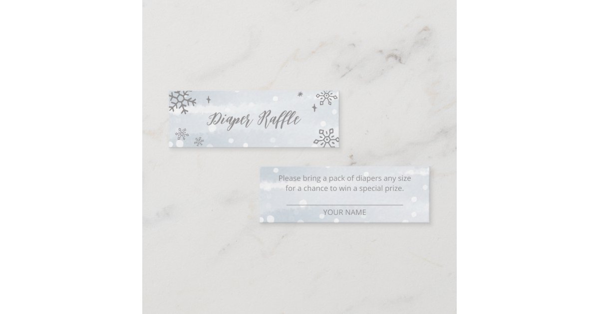Cute Snowflakes Winter Baby Shower Diaper Raffle Mini Business Card ...