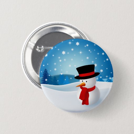 Cute Snowman Button | Zazzle