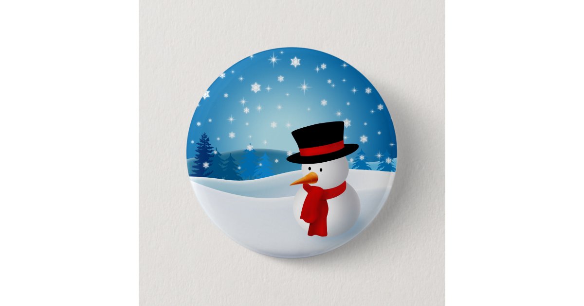 Cute Snowman Button | Zazzle