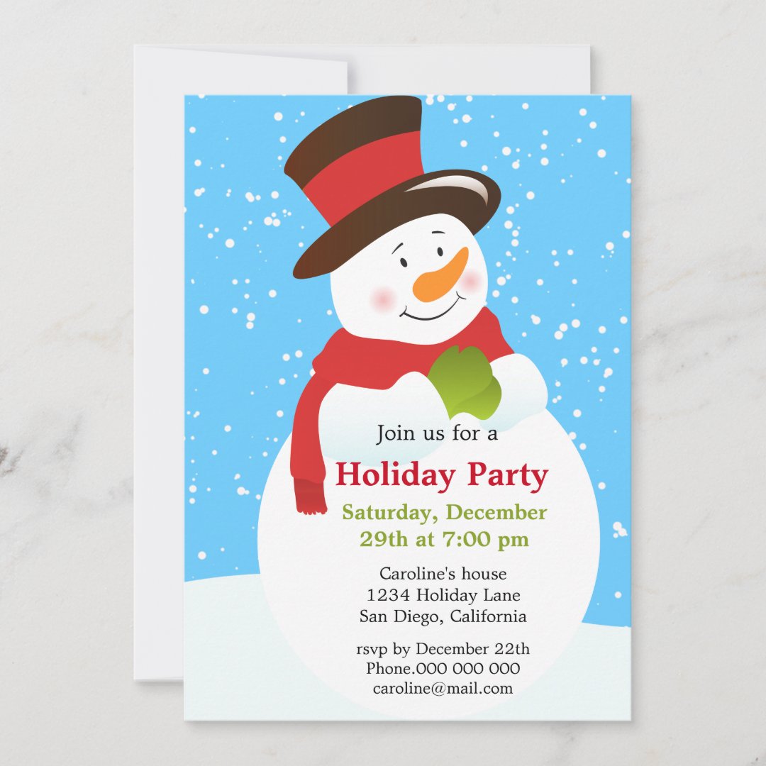 Cute Snowman Christmas Holiday Party Invitation | Zazzle