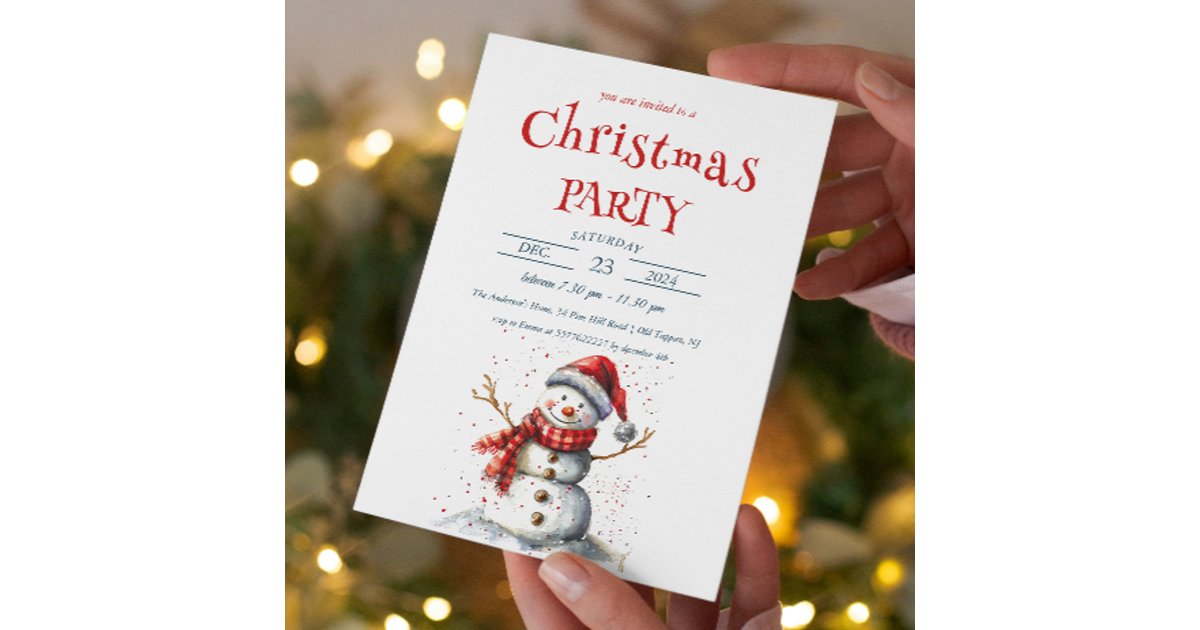 Cute Snowman Christmas Party Invitation | Zazzle