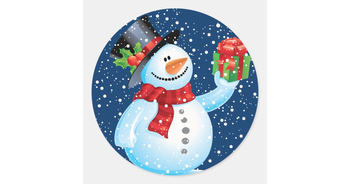 Cute Snowman Christmas stickers | Zazzle