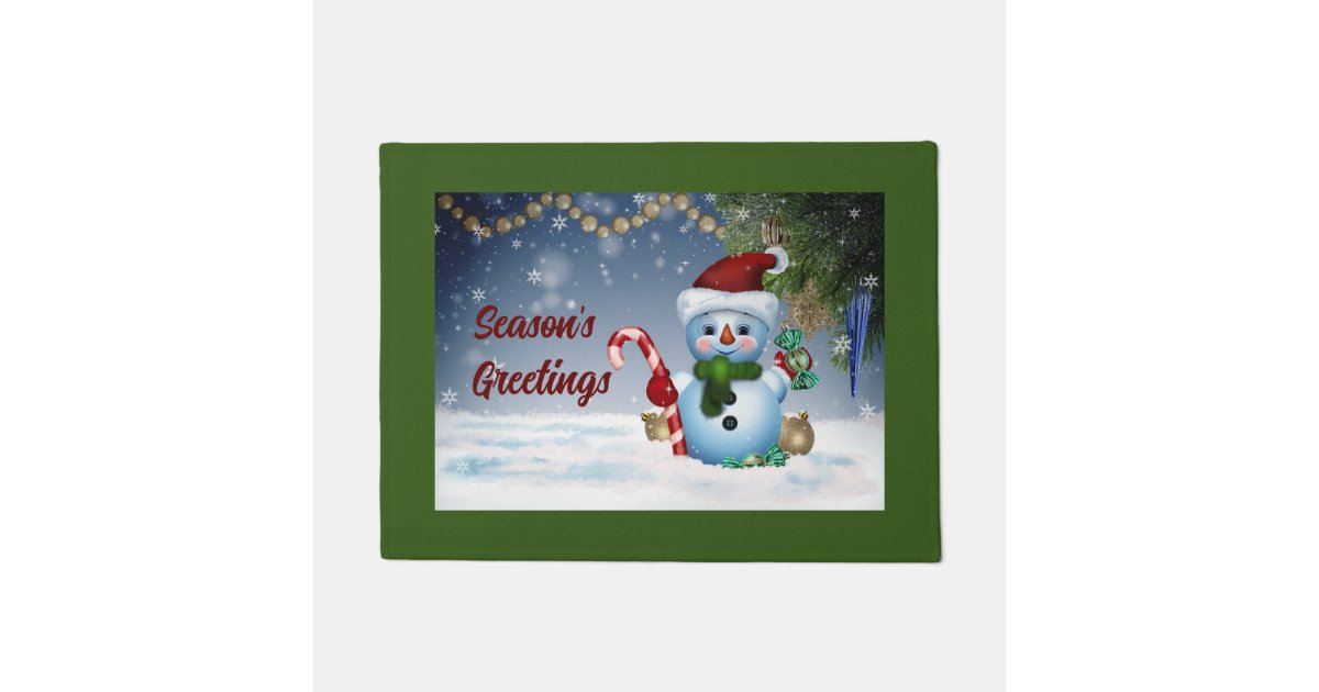 Cute Snowman Door Mat | Zazzle