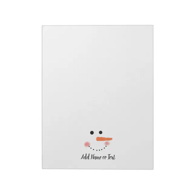Cute Snowman Face White Winter Customized Notepad | Zazzle
