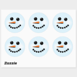 Cute Snowman Face Winter Holiday Snowmen Classic Round Sticker | Zazzle