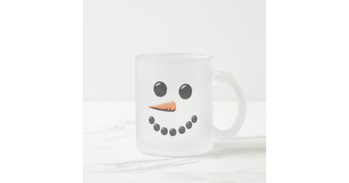 Cute Snowman Face Winter Holiday Snowmen Xmas Frosted Glass Coffee Mug ...