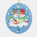Cute Snowman Family of 6 Christmas Ornament | Zazzle