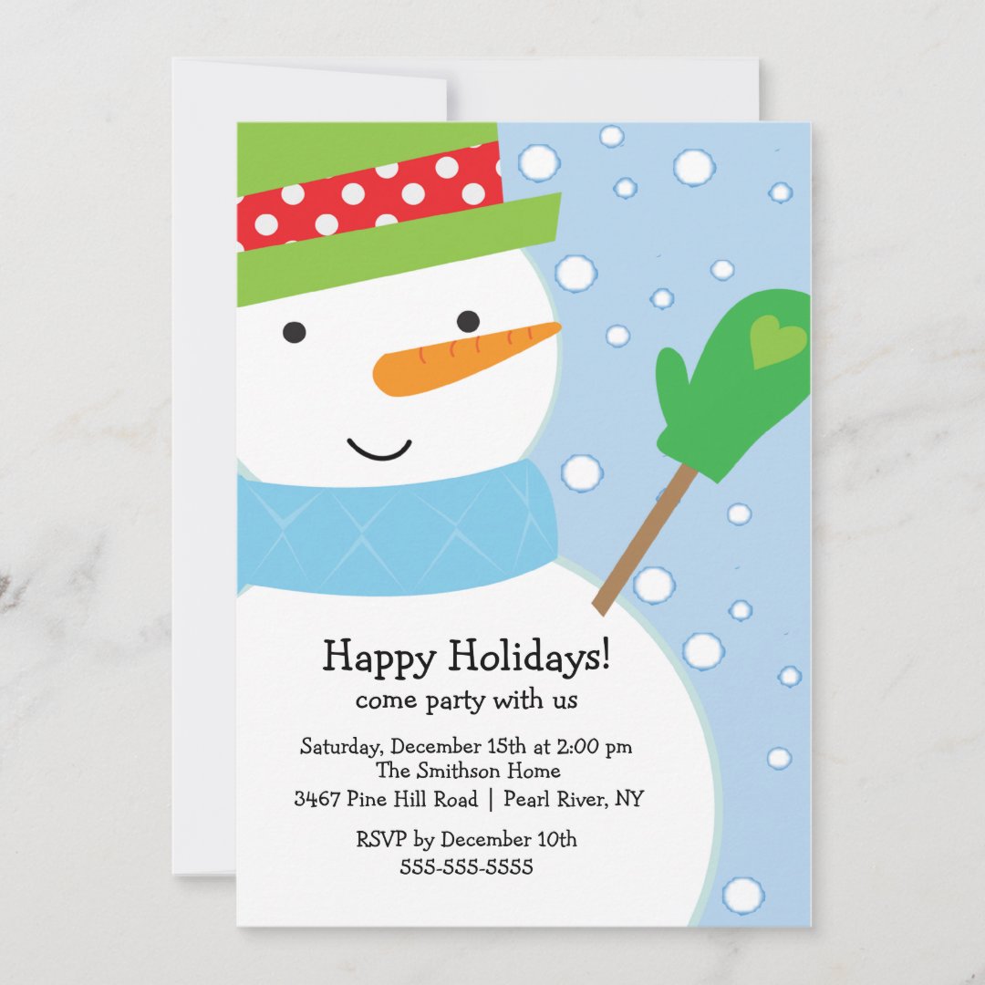 Cute Snowman Holiday Party Invitation | Zazzle