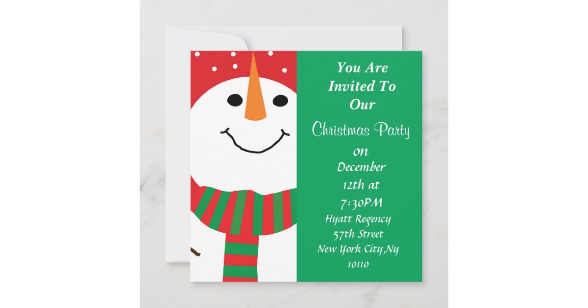 Cute Snowman Holiday PARTY Invitation All Occasion | Zazzle