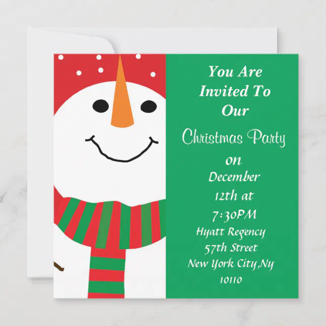 Cute Snowman Holiday PARTY Invitation All Occasion | Zazzle