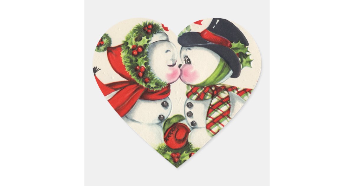 Cute Snowman Kiss Stickers | Zazzle