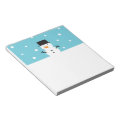 Cute Snowman on snow background for Christmas Notepad | Zazzle