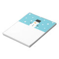 Cute Snowman on snow background for Christmas Notepad | Zazzle