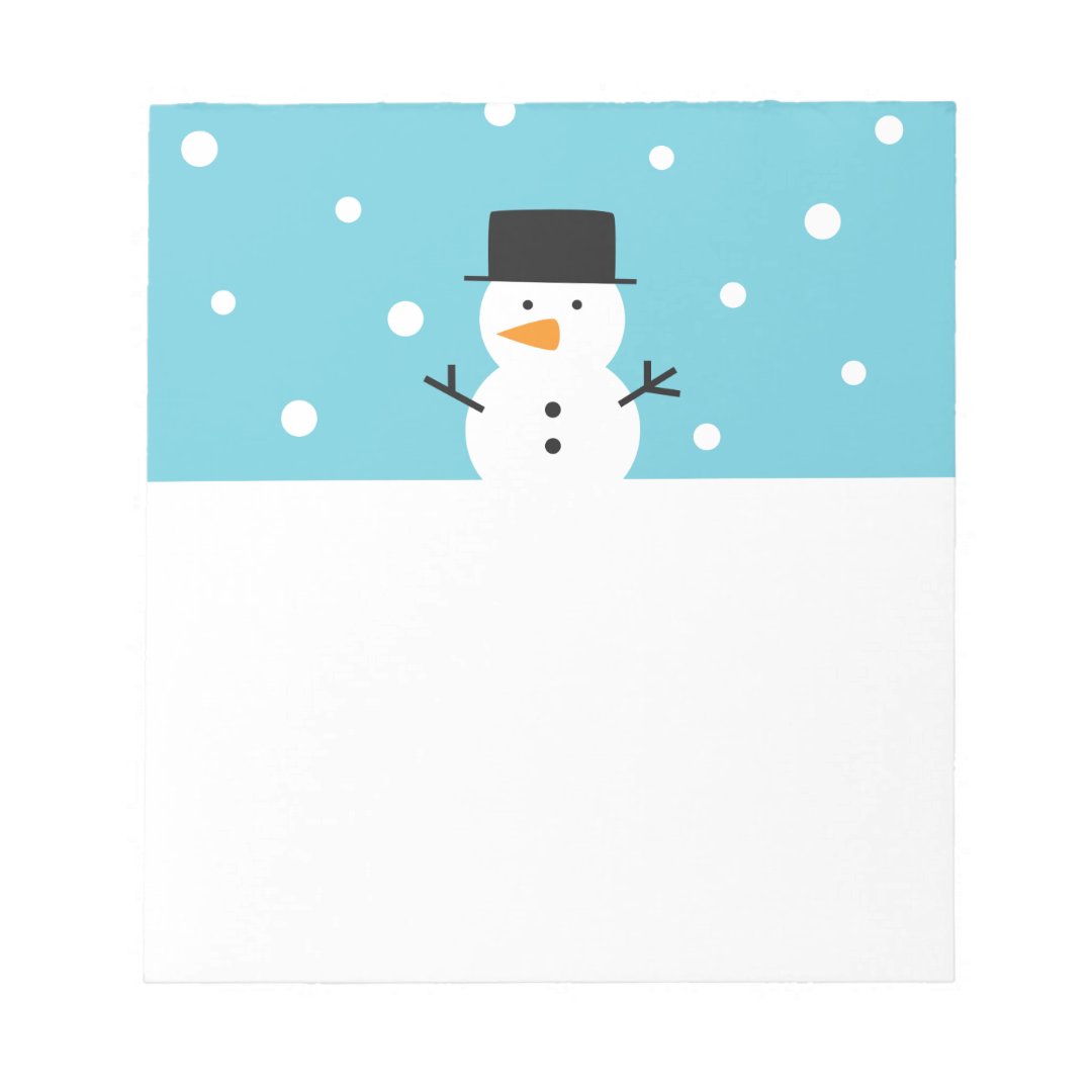 Cute Snowman on snow background for Christmas Notepad | Zazzle