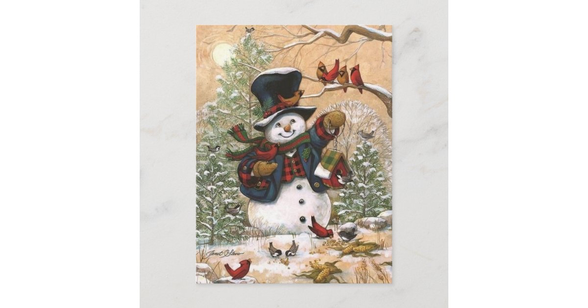 cute Snowman Postcard | Zazzle