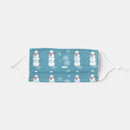 Cute Snowman Snowflake Winter Pattern Adult Cloth Face Mask | Zazzle