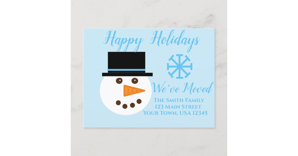 Cute Snowman We've Moved Announcement Postcard | Zazzle
