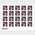 Cute Snowman with Bucket of Snowballs Christmas Square Sticker | Zazzle