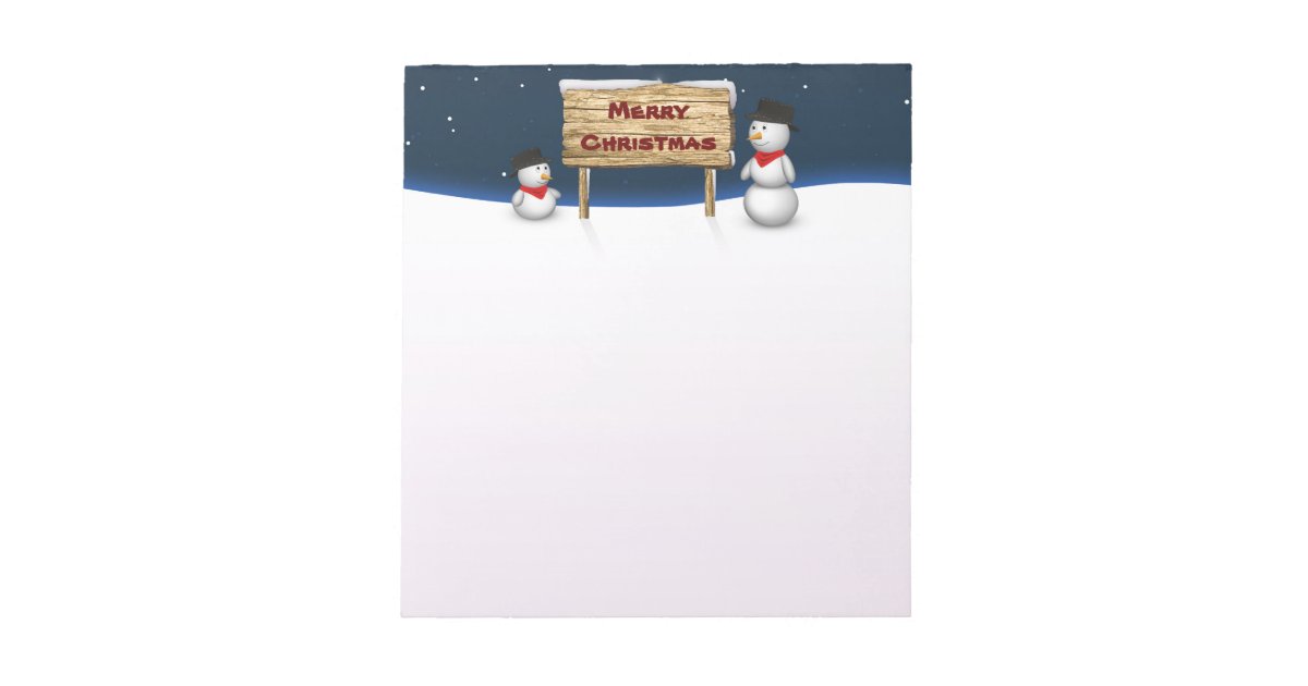 Cute Snowmen wishing Merry Christmas Notepad | Zazzle
