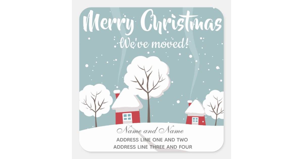 Cute Snowy Houses and Trees Square Sticker | Zazzle