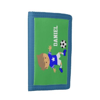Cute Soccer Star Boy, Football Theme Trifold Wallet | Zazzle