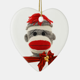 CUTE SOCK MONKEY CHRISTMAS ORNAMENT PERSONALIZED | Zazzle