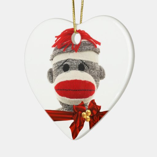 CUTE SOCK MONKEY CHRISTMAS ORNAMENT PERSONALIZED | Zazzle