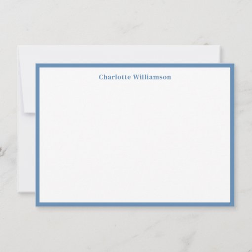 Cute Soft Blue Border Personalized Stationery Thank You Card | Zazzle