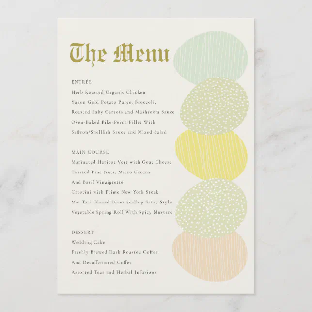 CUTE SOFT SUBTLE PASTEL EASTER EGGS MENU | Zazzle