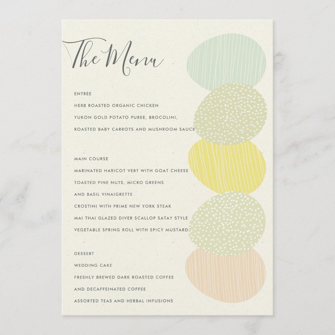 CUTE SOFT SUBTLE PASTEL EASTER EGGS MENU | Zazzle