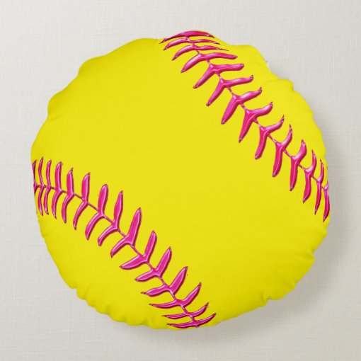 Cute Softball Bedroom Decor Round Softball Pillows | Zazzle