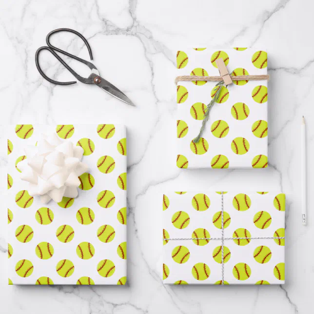 Cute Softball Pattern Wrapping Paper Sheets | Zazzle