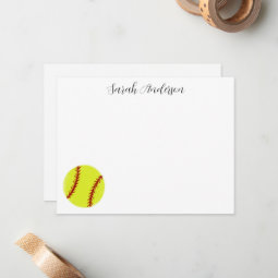 Cute Softball Personalized Stationery Flat Note Card | Zazzle