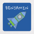 Cute Space Rocket Toddler and Pre-School Name Kids' Labels | Zazzle