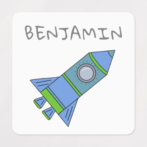 Cute Space Rocket Toddler and Pre-School Name Kids' Labels | Zazzle
