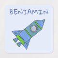 Cute Space Rocket Toddler and Pre-School Name Kids' Labels | Zazzle