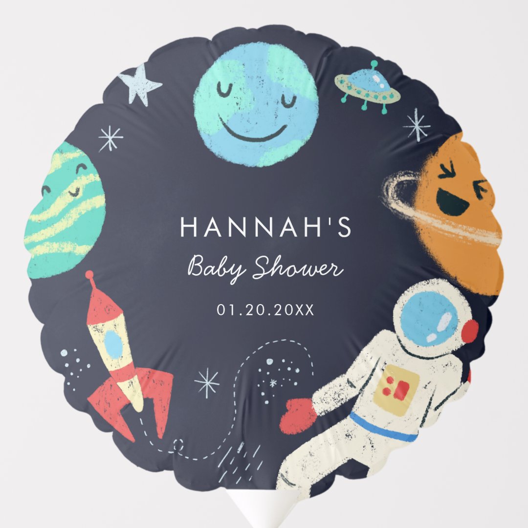 Cute Space Theme Planets Baby Shower Balloon | Zazzle
