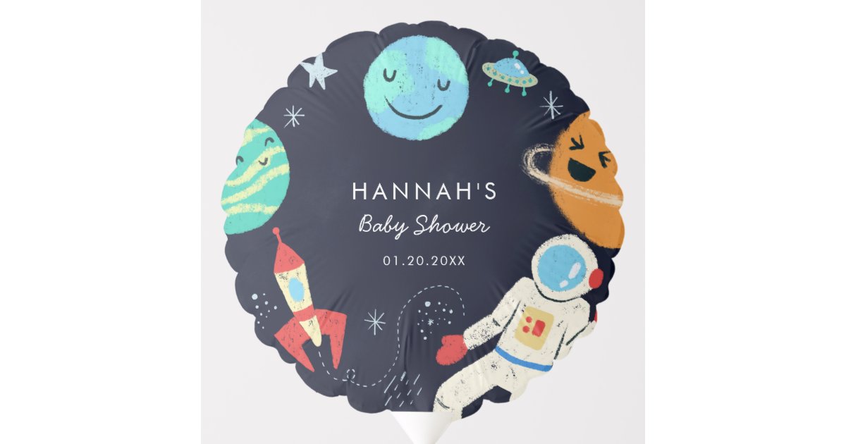Cute Space Theme Planets Baby Shower Balloon | Zazzle