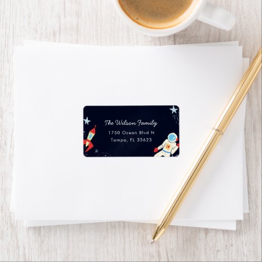 Cute Space Theme Return Address Label | Zazzle