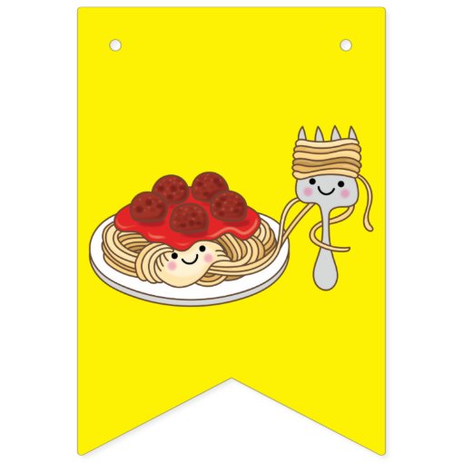Cute Spaghetti Kids Birthday Party Kawaii Bunting Flags | Zazzle